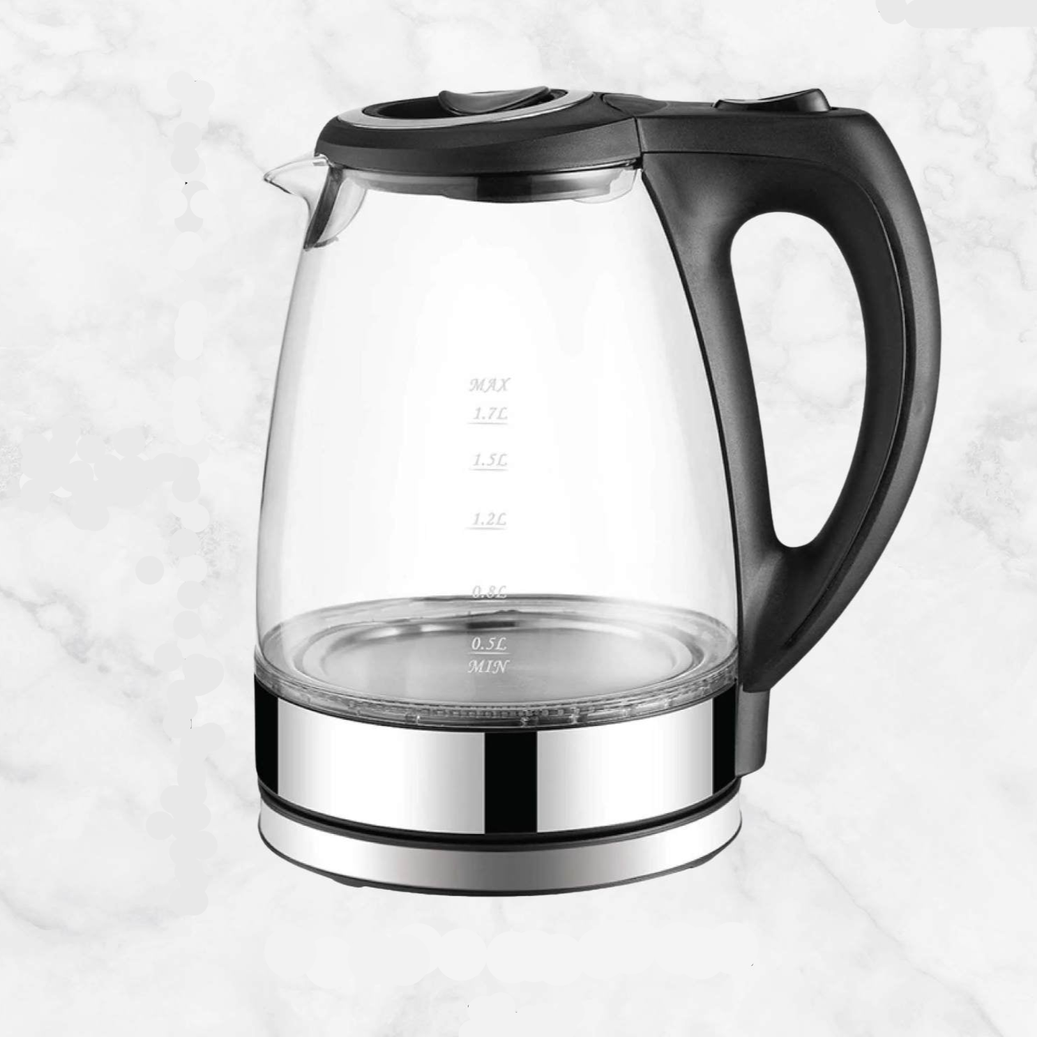 1.7L Electric Glass Kettle LED Blue Light 360 Automatic Cordless Water ...